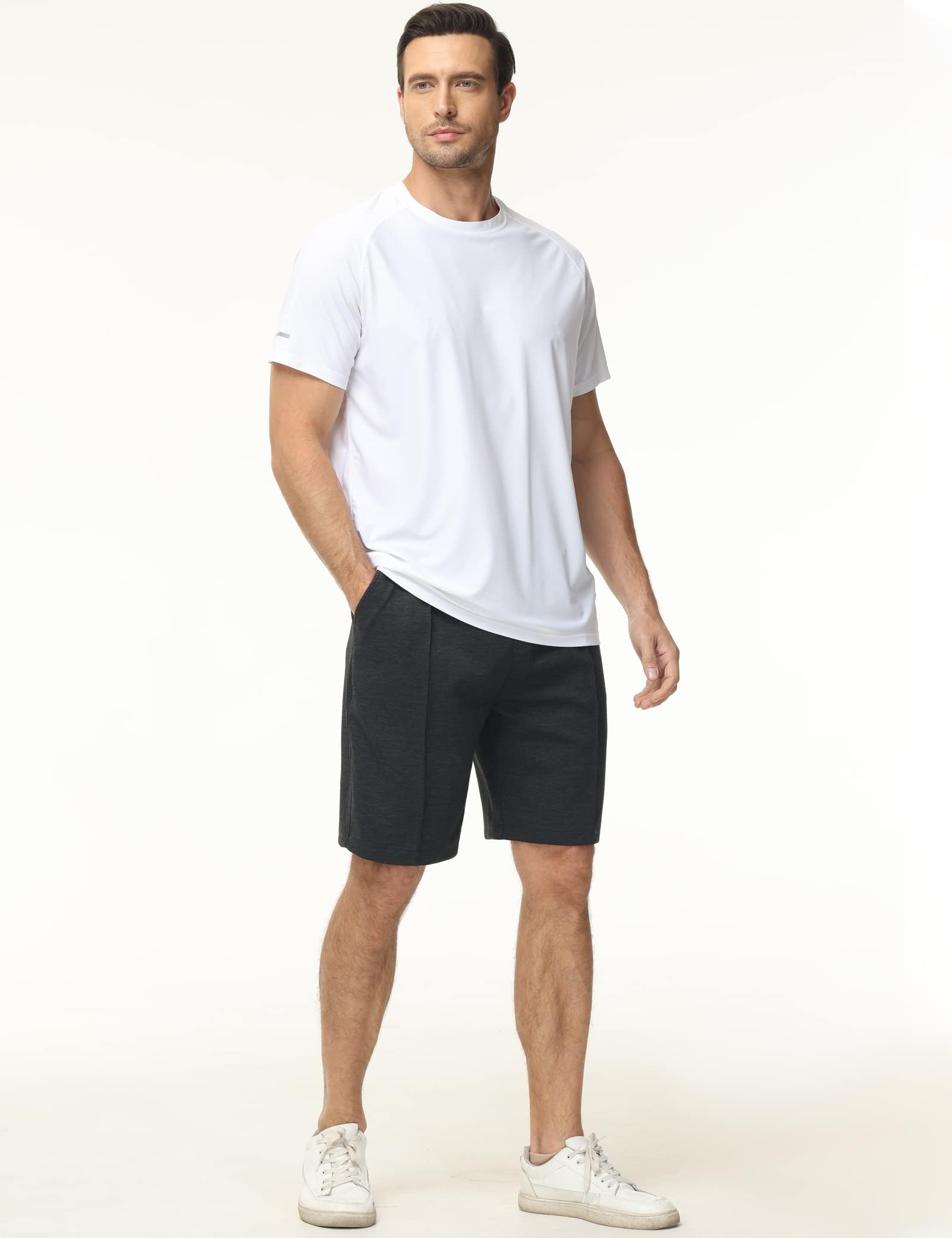 THE GYM PEOPLE Men's Workout Shorts Drawstring Athletic Loose Fit Lounge Sweat Shorts with Pockets Dark Heather Grey