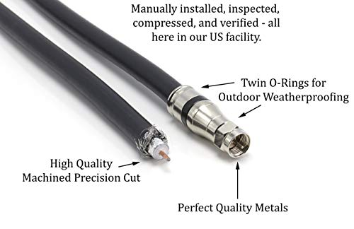 THE CIMPLE CO 3 Feet - RG-11 Coaxial Cable F Type Cable High Definition with RG11 Coax Compression Connectors - (Black)