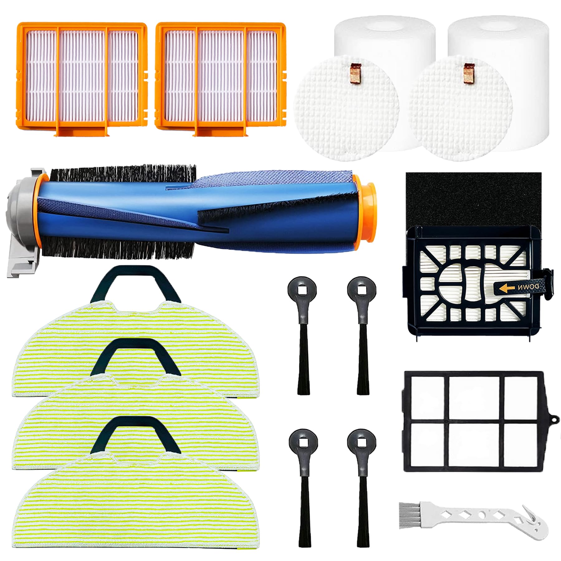Replacement Parts for Shark AV2610WA RV2610WA Matrix Plus 2- in-1 Robot Vacuum Cleaner,1 Main Brush,2 Filters,3 Mop Pads,4 Side Brushes,1 Pre Filter,1 Filter&1 Pre-Motor Foam&Felt Filter