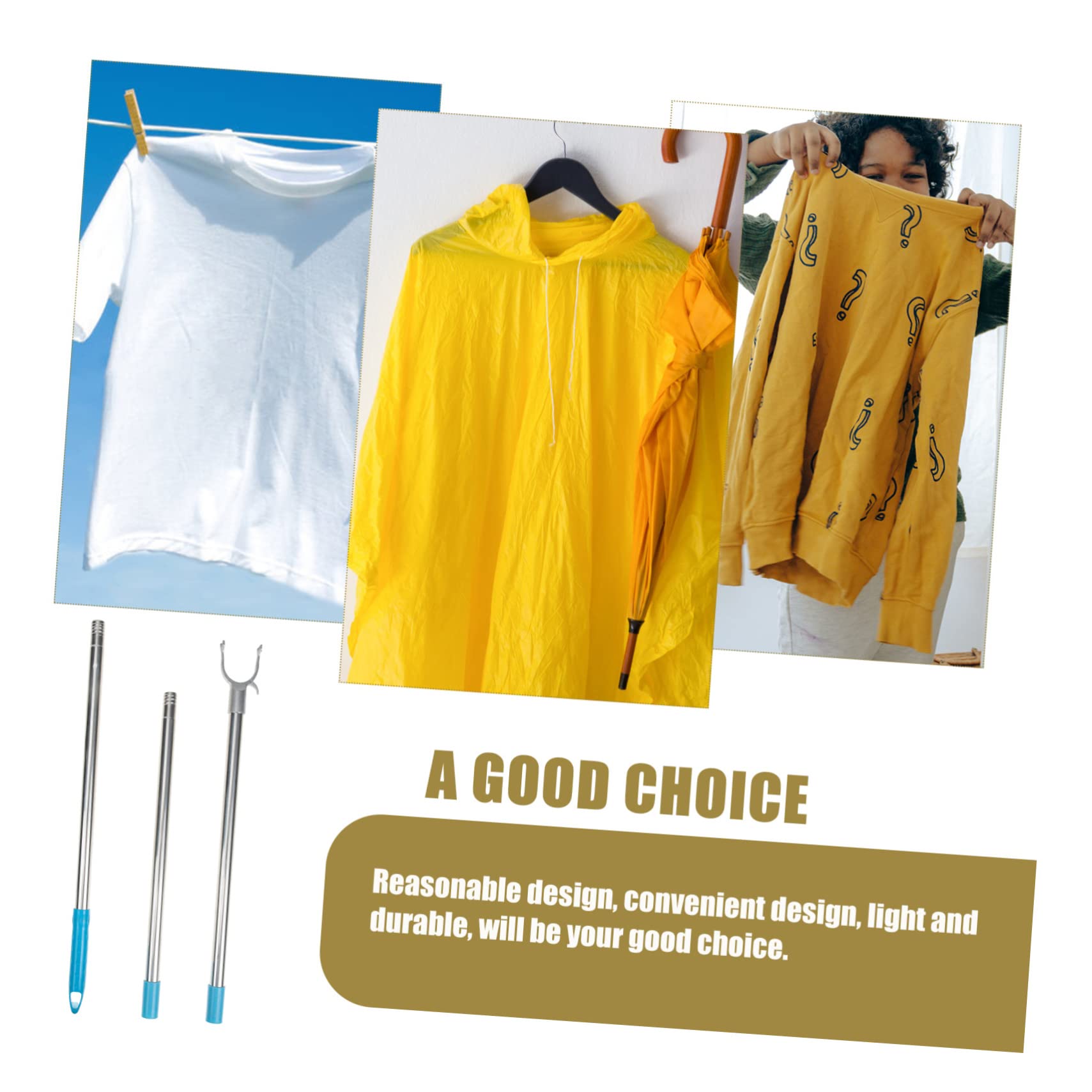 CAXUSD Sturdy Metal Clothes Pole Splicing Clothes Reach Pole for Living Room Essentials