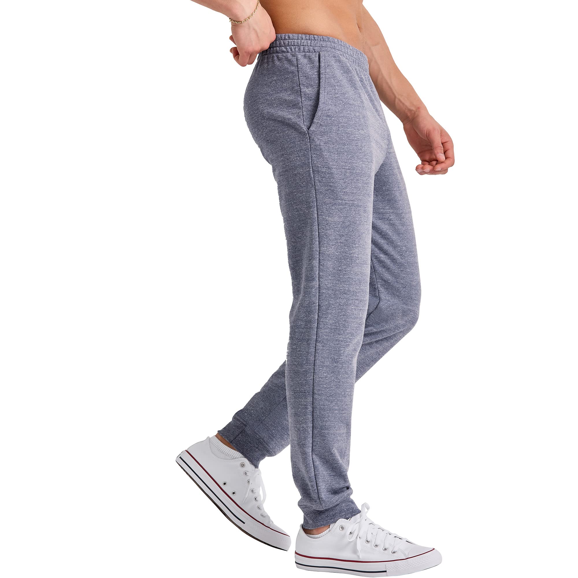 Hanes Men's Originals French Terry Joggers, Lightweight Sweatpants with Pockets, 30" Inseam, Navy PE Heather, X-Large