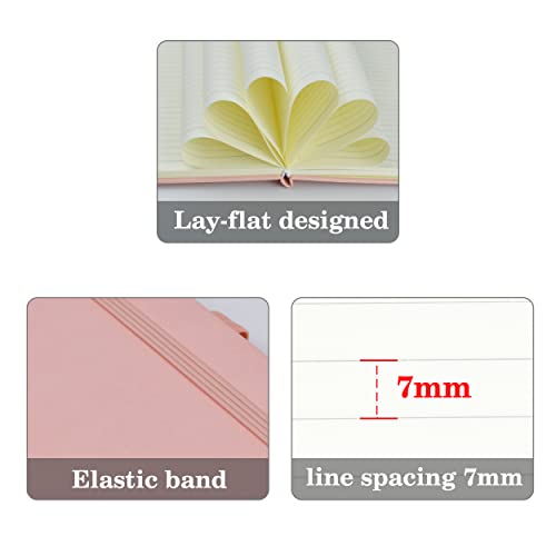 TurelinnG Hardback A5 Classic Notebook 196 Pages (Pink) A5 Journal Notebook ,Lined Hardback Notebook with Pen Holder ,192 Pages ,5.7 inches * 8.4 inches - for Women and Men
