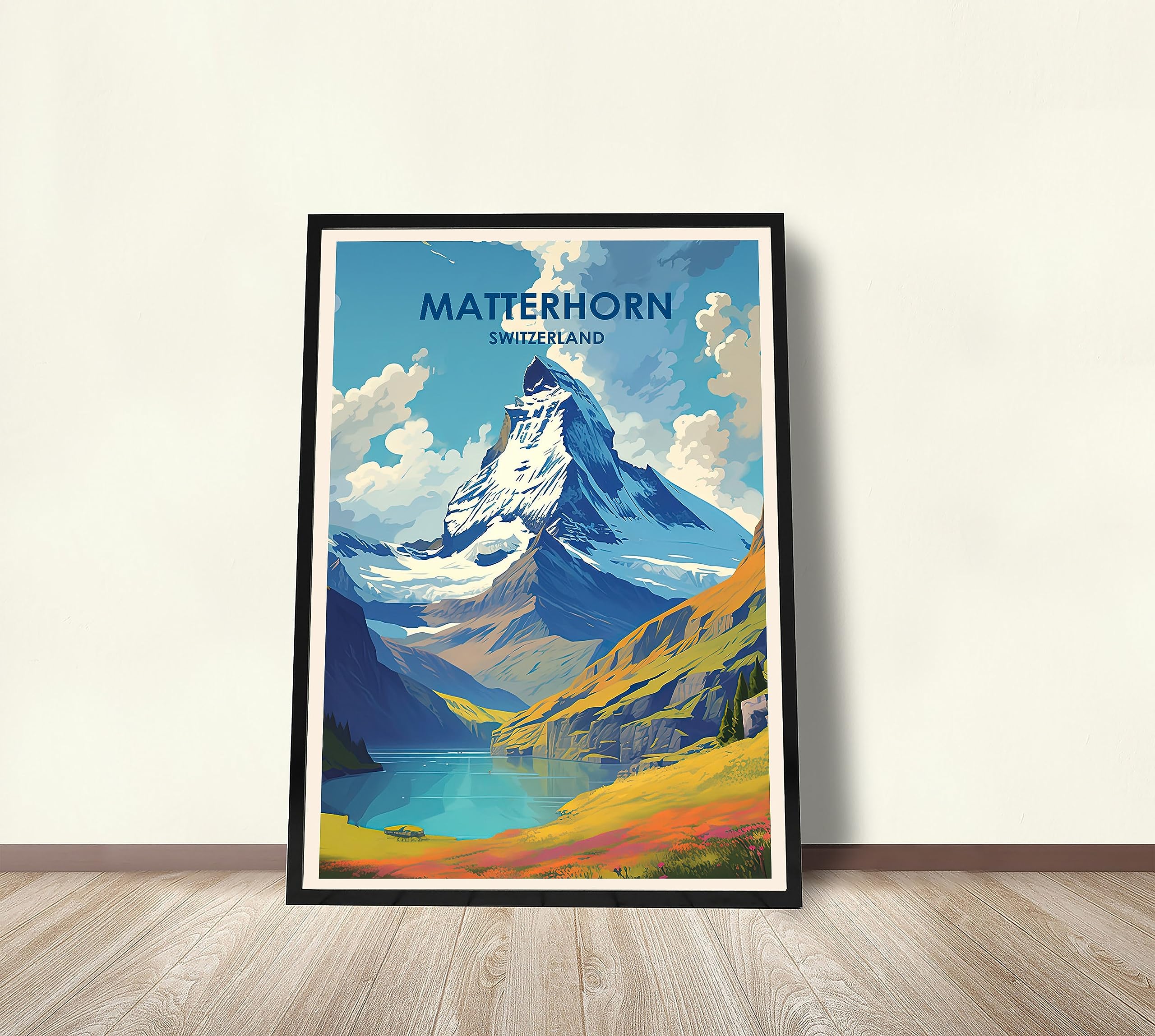 Matterhorn Travel Poster, Switzerland Poster, Matterhorn Poster, Matterhorn Print, Illustration Art, Travel Prints, Wall Decor