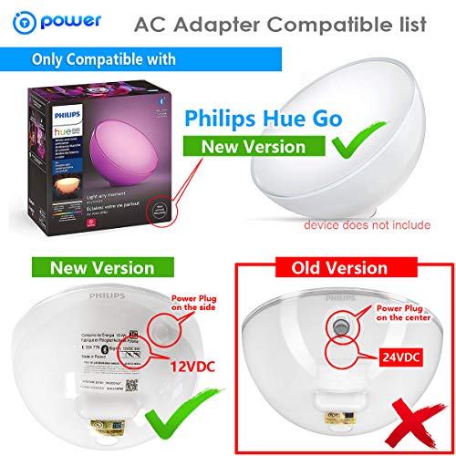 T-Power AC Adapter for 12V~ Phillips Hue Go Smart Lighting 7602031 & Lumea Precision PL Hair Removal Device System SC2001,01 SC2002 IPL SC2003,00 IPL SC2004 IPL SC2006 ONLY Power Supply Cord