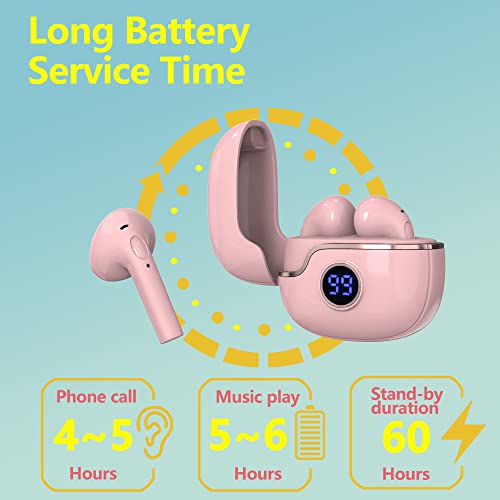 Wireless Ear Buds Bluetooth Headphones with Wireless Charging Case and LED Power Display Touch Control 30 Hrs Playtime Earphones HI-FI Stereo Earbuds with Built-in Mic for iPhone Android Samsung