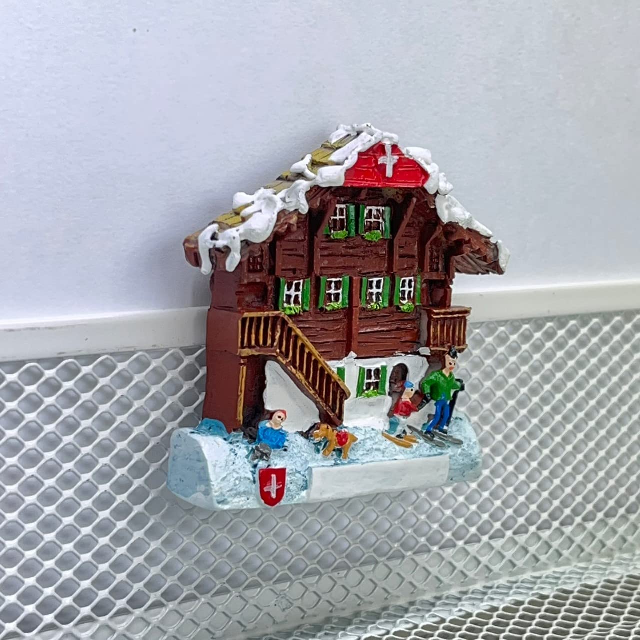 A-ONE Swiss Chalet Winter Snow Switzerland 3D Gift Fridge Magnet 1PC+Matterhorn Landmark Iron on Patch 1PC, Scenery Freezer Magnet, Emblem Patch for Denim Jacket Shirts Holiday Travel Gift C12+192