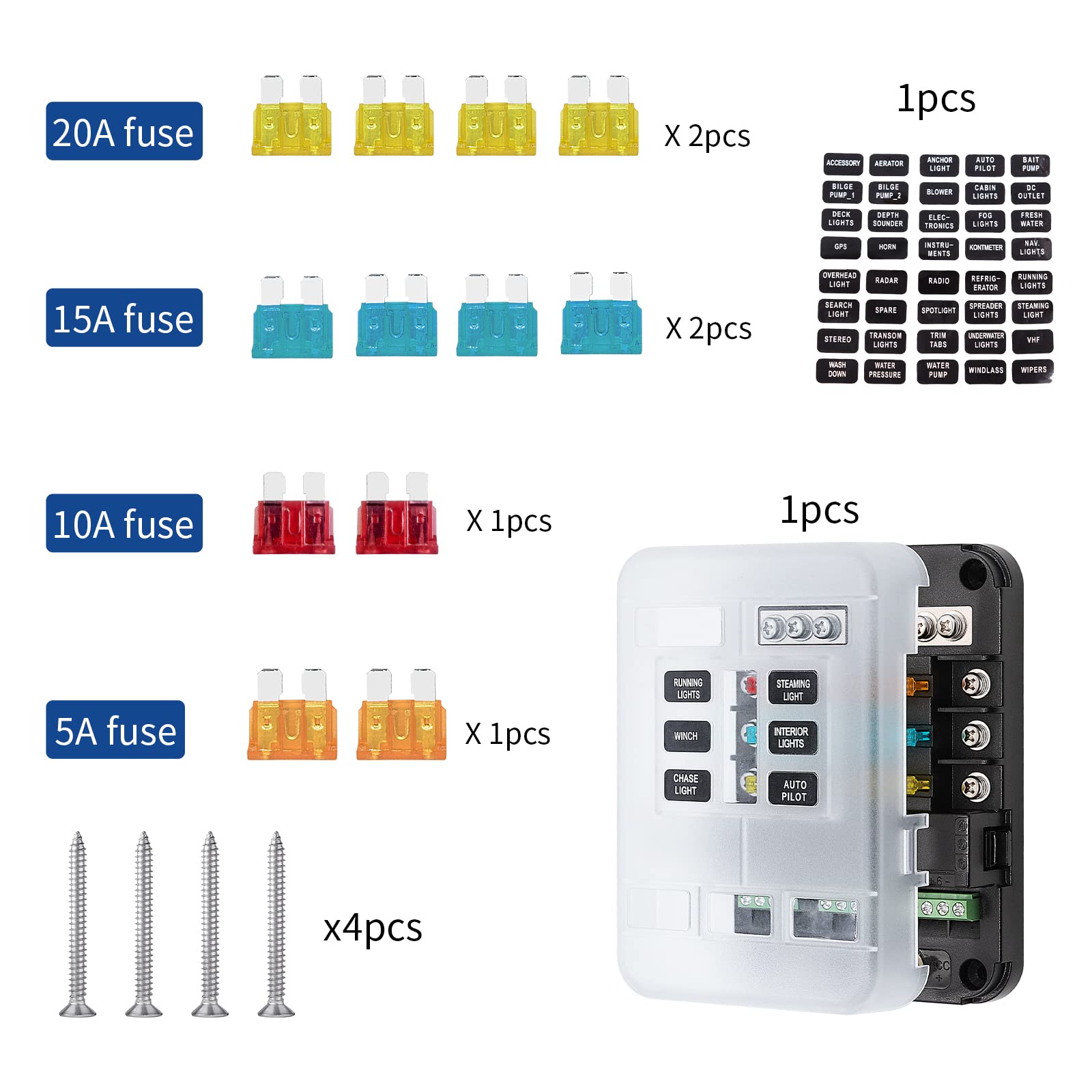 12V Fuse Block Fuse and Relay Box Kit With ACC Interface for Automotive Car Truck Marine Boat