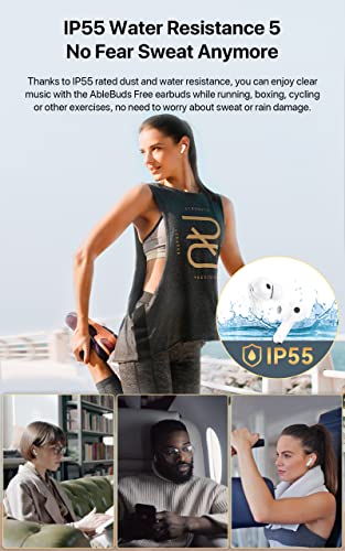UMIDIGI Wireless Earbuds, AbleBuds Free Earphone Bluetooth Headphones Touch Control Bluetooth 5.2 in-Ear 3 Microphones Call Noise Canceling IP55 Waterproof Bluetooth Earbuds