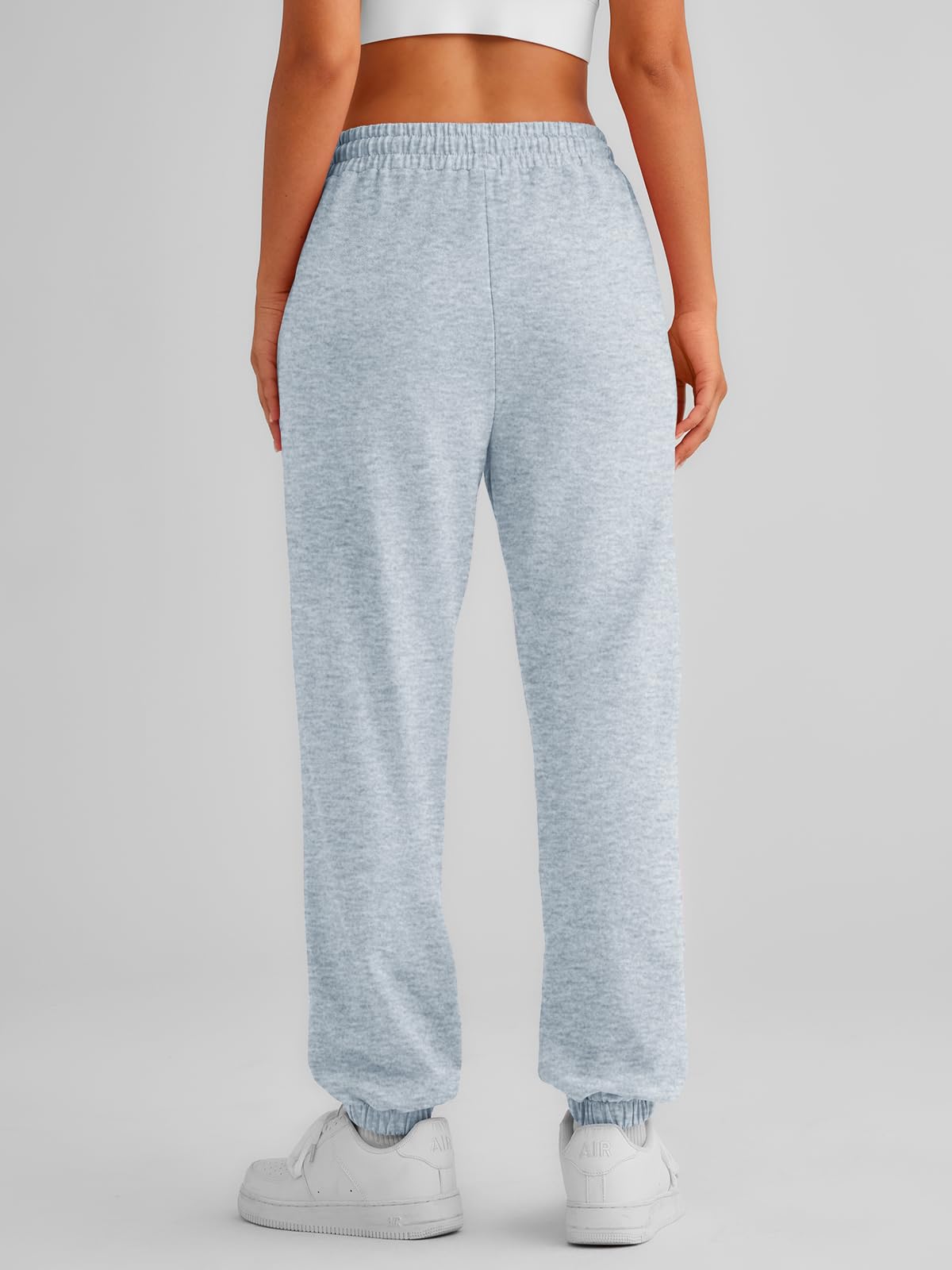 AUTOMET Women's Cinch Bottom Sweatpants Athletic Joggers Lounge Pants with Pockets Grey M