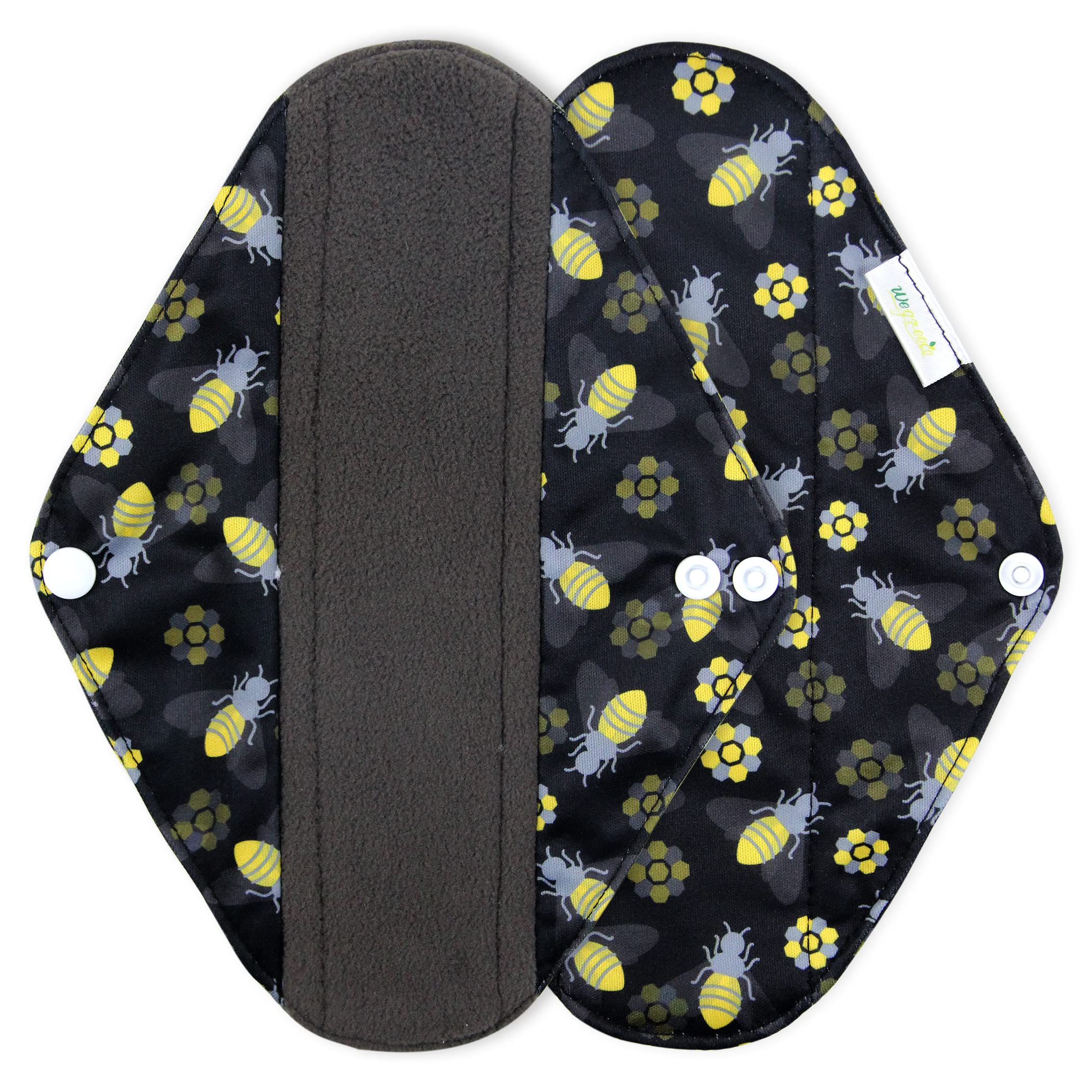 wegreeco Reusable Menstrual Pads for Women - Reusable Sanitary Pads | Reusable Panty Liners | Soft Cloth Menstrual Pads - 5 Pack, 1 Cloth Wet Bag (L, Bee & Bloom)