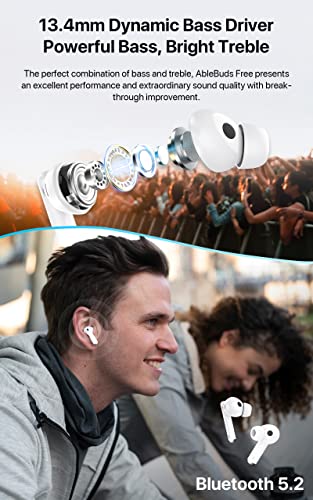 UMIDIGI Wireless Earbuds, AbleBuds Free Earphone Bluetooth Headphones Touch Control Bluetooth 5.2 in-Ear 3 Microphones Call Noise Canceling IP55 Waterproof Bluetooth Earbuds