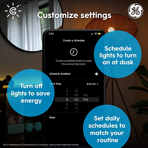 GE CYNC Smart LED Light Bulbs, Color Changing, Bluetooth and Wi-Fi, Works with Alexa and Google Home, ST19 Edison Style Light Bulbs (2 Pack)