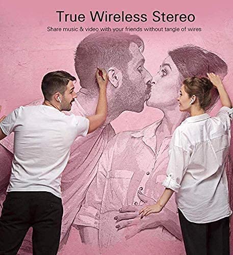 Wireless Earbuds,Bluetooth Headphones Stereo Earphone Cordless Sport Headsets,Bluetooth in-Ear Earphones with Built-in Mic for Smart Phones (White-C)
