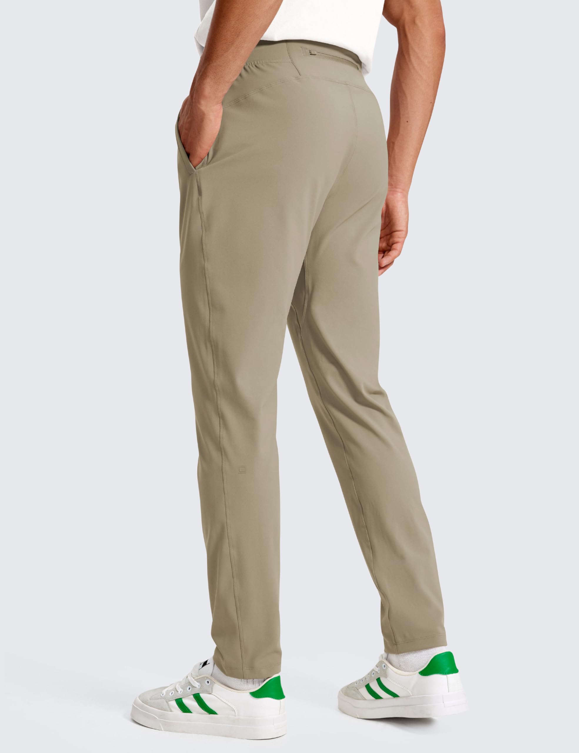 CRZ YOGA 4-Way Stretch Athletic Pants for Men 30" Workout Lounge Casual Work Jogger with Zip Pocket Khali Barley Large