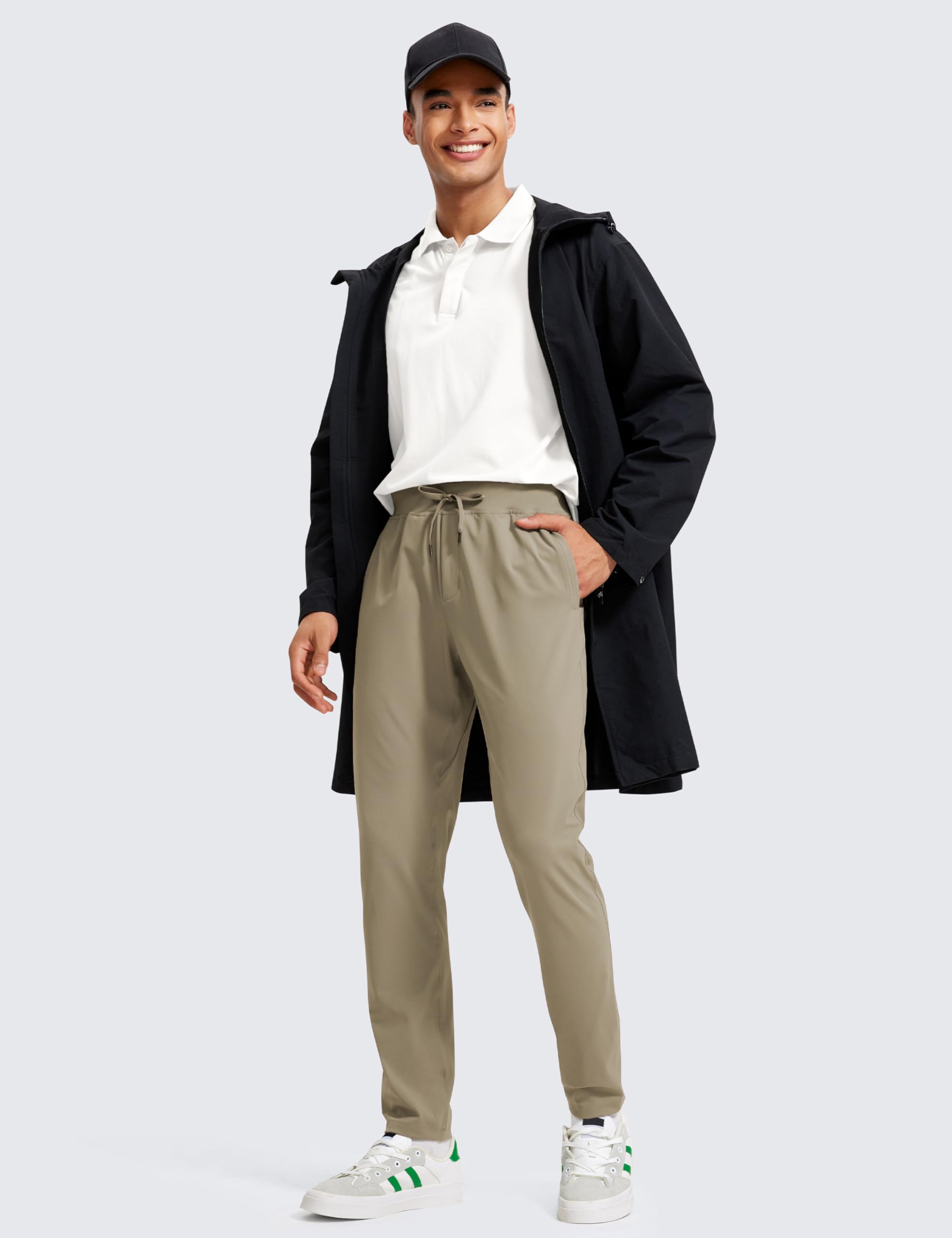CRZ YOGA 4-Way Stretch Athletic Pants for Men 30" Workout Lounge Casual Work Jogger with Zip Pocket Khali Barley Large
