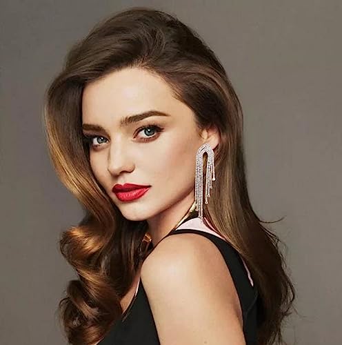 Rhinestone Tassel Earrings Dangling for Women Gold Hypoallergenic Long Tassel Drop Dangle Earrings for Wedding Prom