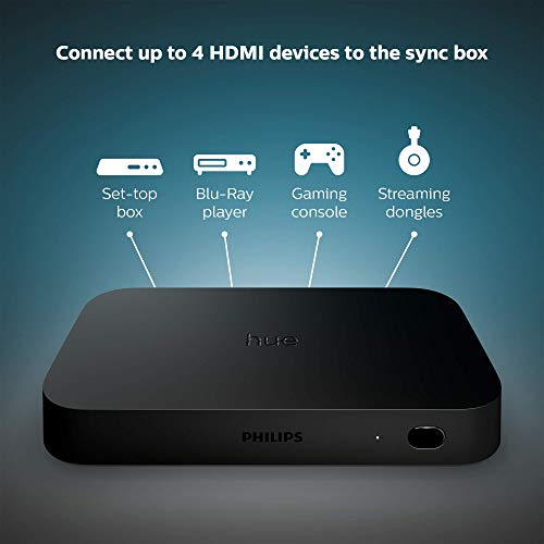 Philips Hue Bluetooth Gradient Ambiance Smart Lightstrip 2m/6ft Base Kit, White,570556 & Play HDMI Sync Box to Sync Hue Colored Lights with Music, Movies, and More, HDMI 4K Splitter, 4 HDMI in 1 Out