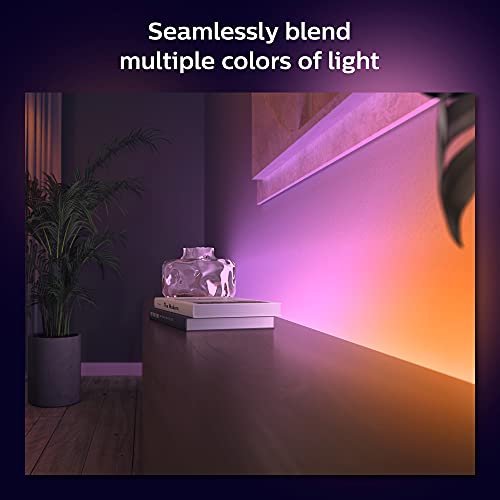 Philips Hue Bluetooth Gradient Ambiance Smart Lightstrip 2m/6ft Base Kit, White,570556 & Play HDMI Sync Box to Sync Hue Colored Lights with Music, Movies, and More, HDMI 4K Splitter, 4 HDMI in 1 Out