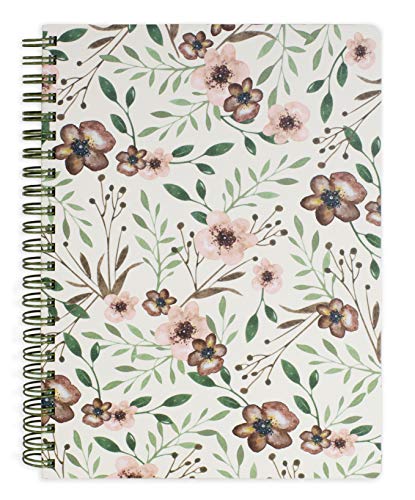 Steel Mill & Co Cute Green Mini Spiral Notebook, 8.25" x 6.25" Journal with Durable Hardcover and 160 Lined Pages, Woodland Floral