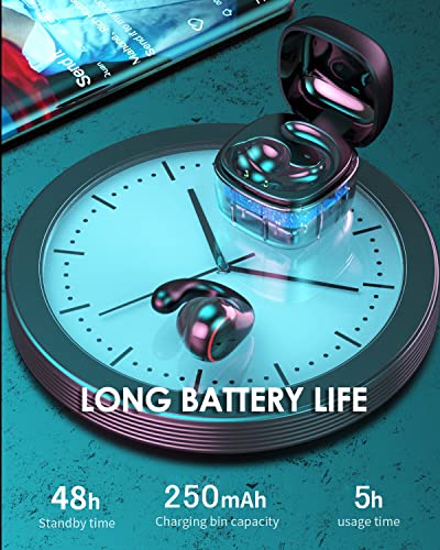 Single Earbud Open Ear Headphones Wireless Bluetooth True Wireless Mini Small Open Earbuds for iPhone Android, Tiny Bone Ear Bud with Mic Earphones for Small Ear Canals Running Cycling Workout Sport