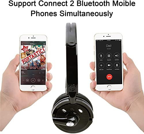 BUNDLE 1 Bluetooth Stereo Headset wireless Headphones with Mic WITH 1 BLUETOOTH TRANSMITTER DONGLE. Great for Home Office & Business, PC, Call Centers, Skype Calls, Foldable On Ear Design