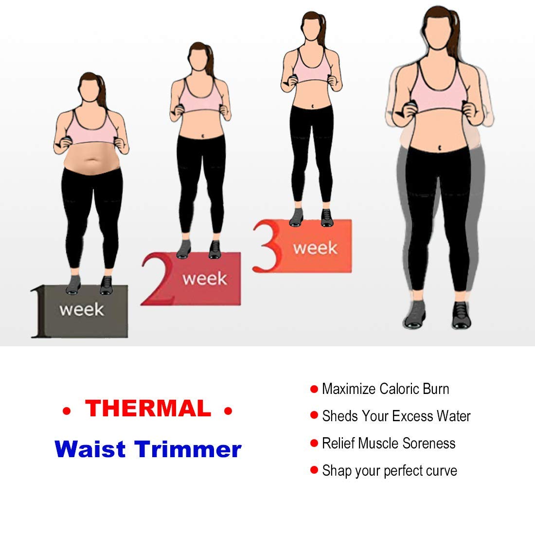 HOPLYNN Neoprene Sweat Waist Trainer Corset Trimmer Shaper Belt for Women, Workout Plus Size Waist Cincher Stomach Wraps Bands Gray Medium