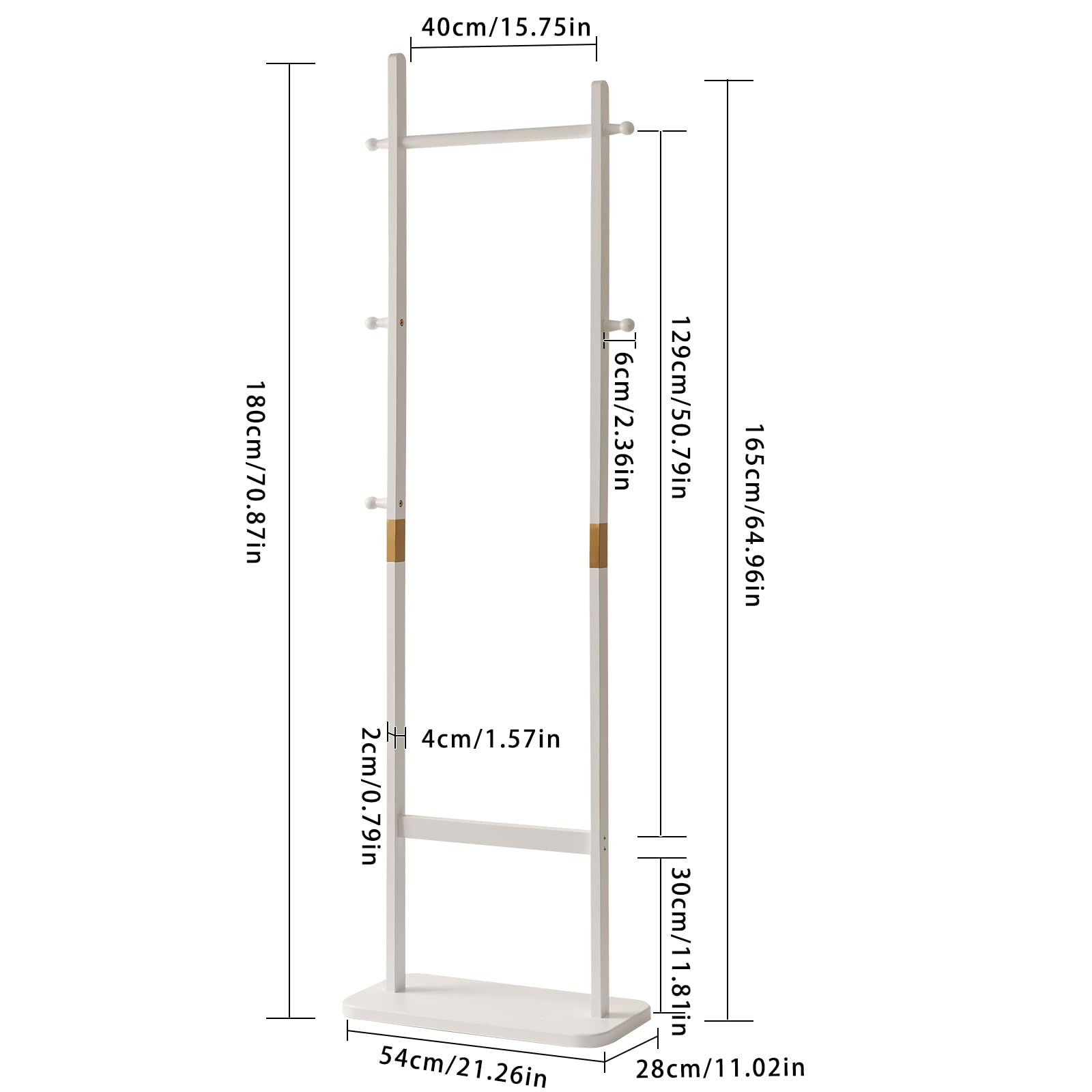 Aibiju Clothing Rack for Hanging Clothes, White Freestanding Clothes Rack Heavy Duty, Small Hanging Rack Hall Tree, Very Sturdy Coat Rack Stand White USYD-201