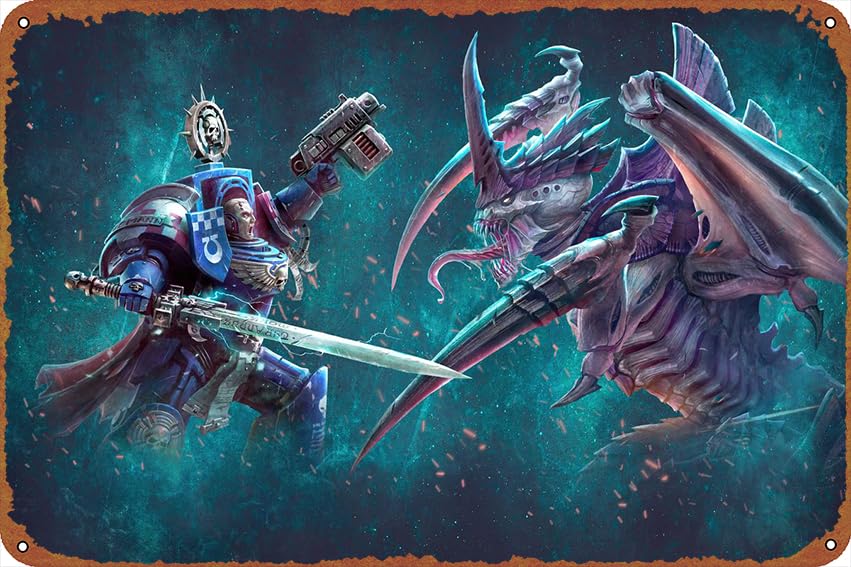 Captain vs. Tyranid Prime physical culture Poster Signs 8 x 12 Inch Decor Funny Chic Art Wall Decort Home Yard Signs Bar Hotel Cafe Pub Indoor Outdoor restauran