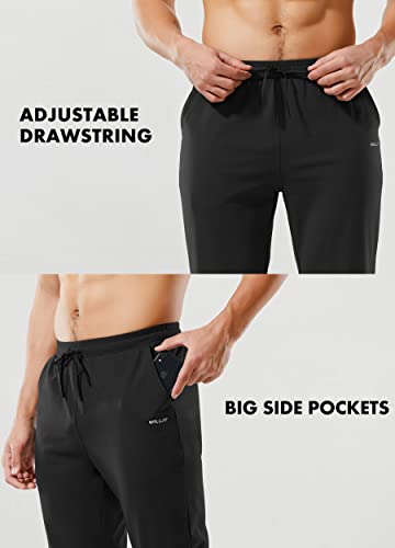 Willit Men's Fleece Lined Sweatpants Winter Thermal Athletic Pants Water Resistant Open Bottom Warm Pants Black L