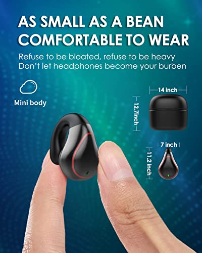 Single Earbud Open Ear Headphones Wireless Bluetooth True Wireless Mini Small Open Earbuds for iPhone Android, Tiny Bone Ear Bud with Mic Earphones for Small Ear Canals Running Cycling Workout Sport