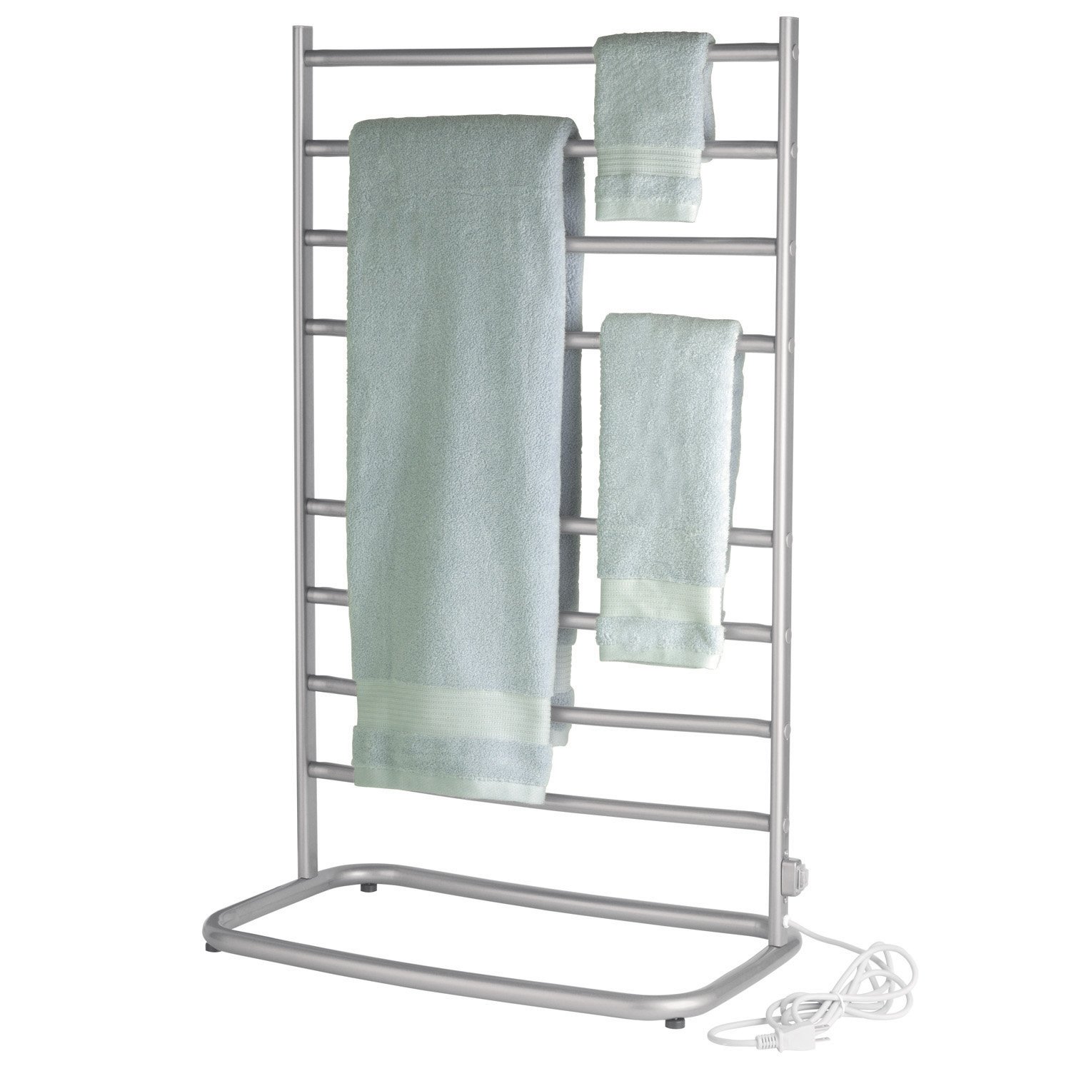Warmrails Hyde Park Towel Warmer - Free-Standing Towel Warmer Rack for Drying Towels and Garments - 39-Inch Nickel Finish Frame with 8 Bars - Model WHS