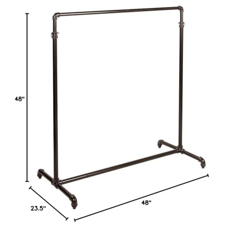 SSWBasics Boutique Pipe Single-Rail Ballet Bar Clothing Rack 48" W x 23½”D x 48"-72" H - Stylish Clothing Racks for Hanging Clothes - Versatile Rack for Clothes to Hang in Various Heights