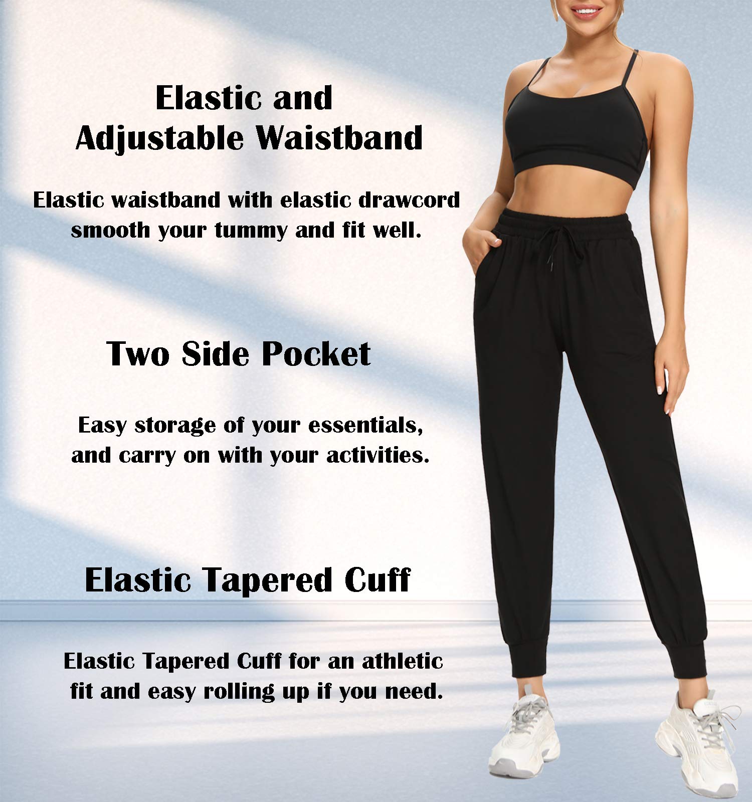 FULLSOFT Sweatpants for Women-Womens Joggers with Pockets Lounge Pants for Yoga Workout Running (Black,Large)