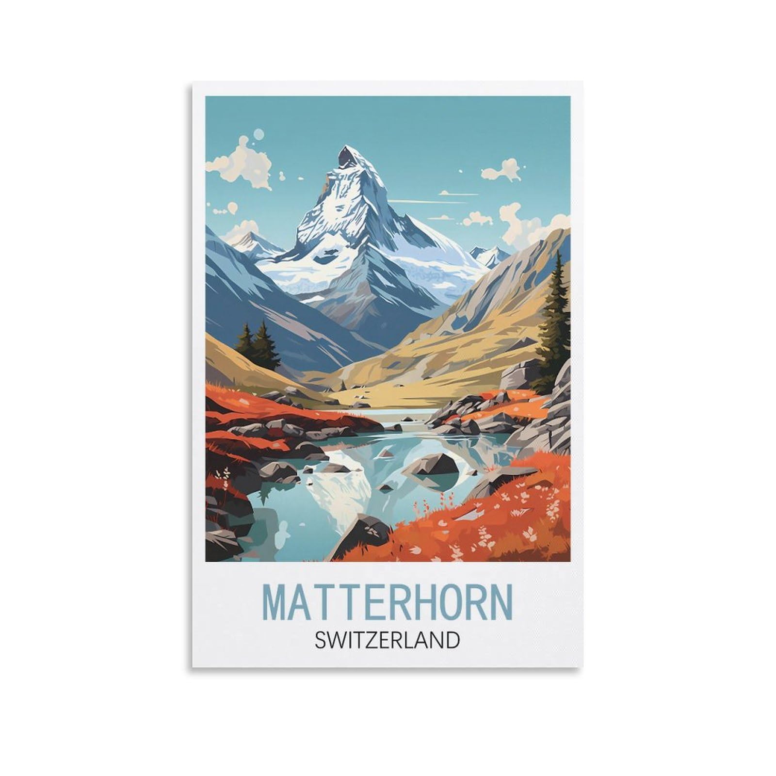 KjOet Matterhorn Switzerland Vintage Travel Posters 20x30inch(50x75cm) Modern Home Decor Art, Office Bedroom Living Room Canvas Wall Art
