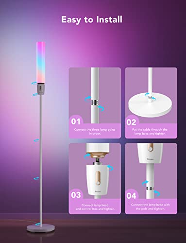 Govee RGBIC Floor Lamp, LED Corner Lamp with Wi-Fi App Control, Smart Floor Lamp with DIY Mode, 64+ Scenes, Music Sync, 1500 Lumens Modern Cylinder Standing Lamp for Bedroom, Living Room