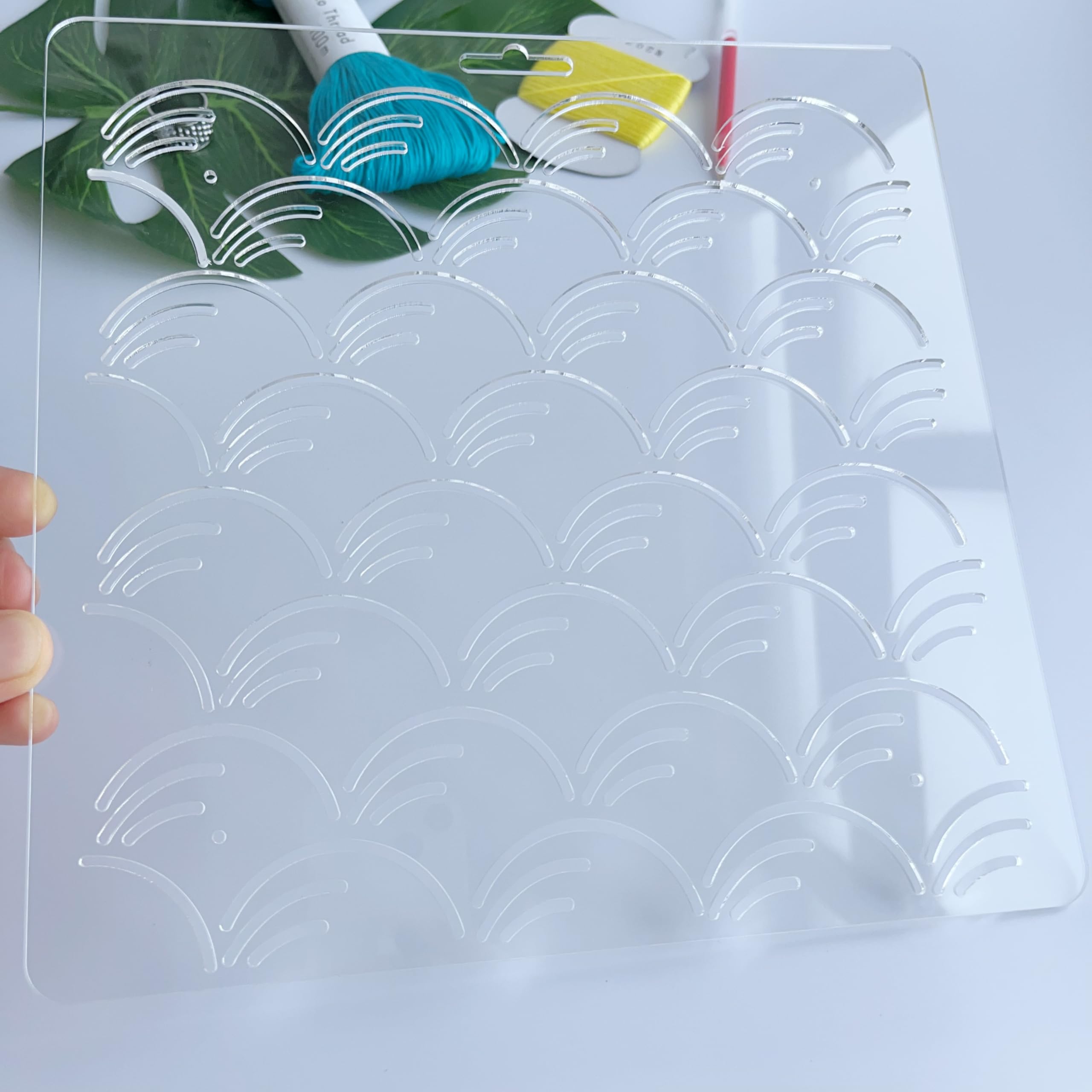 Clear Acrylic Sashiko Stencil, Embroidery Pattern, Quilting Stencil for Hand Quilting and Embroidery
