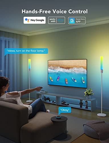 Govee RGBIC Floor Lamp, LED Corner Lamp with Wi-Fi App Control, Smart Floor Lamp with DIY Mode, 64+ Scenes, Music Sync, 1500 Lumens Modern Cylinder Standing Lamp for Bedroom, Living Room