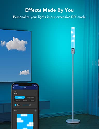 Govee RGBIC Floor Lamp, LED Corner Lamp with Wi-Fi App Control, Smart Floor Lamp with DIY Mode, 64+ Scenes, Music Sync, 1500 Lumens Modern Cylinder Standing Lamp for Bedroom, Living Room