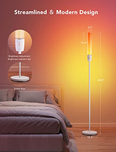 Govee RGBIC Floor Lamp, LED Corner Lamp with Wi-Fi App Control, Smart Floor Lamp with DIY Mode, 64+ Scenes, Music Sync, 1500 Lumens Modern Cylinder Standing Lamp for Bedroom, Living Room
