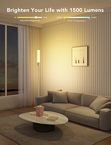 Govee RGBIC Floor Lamp, LED Corner Lamp with Wi-Fi App Control, Smart Floor Lamp with DIY Mode, 64+ Scenes, Music Sync, 1500 Lumens Modern Cylinder Standing Lamp for Bedroom, Living Room