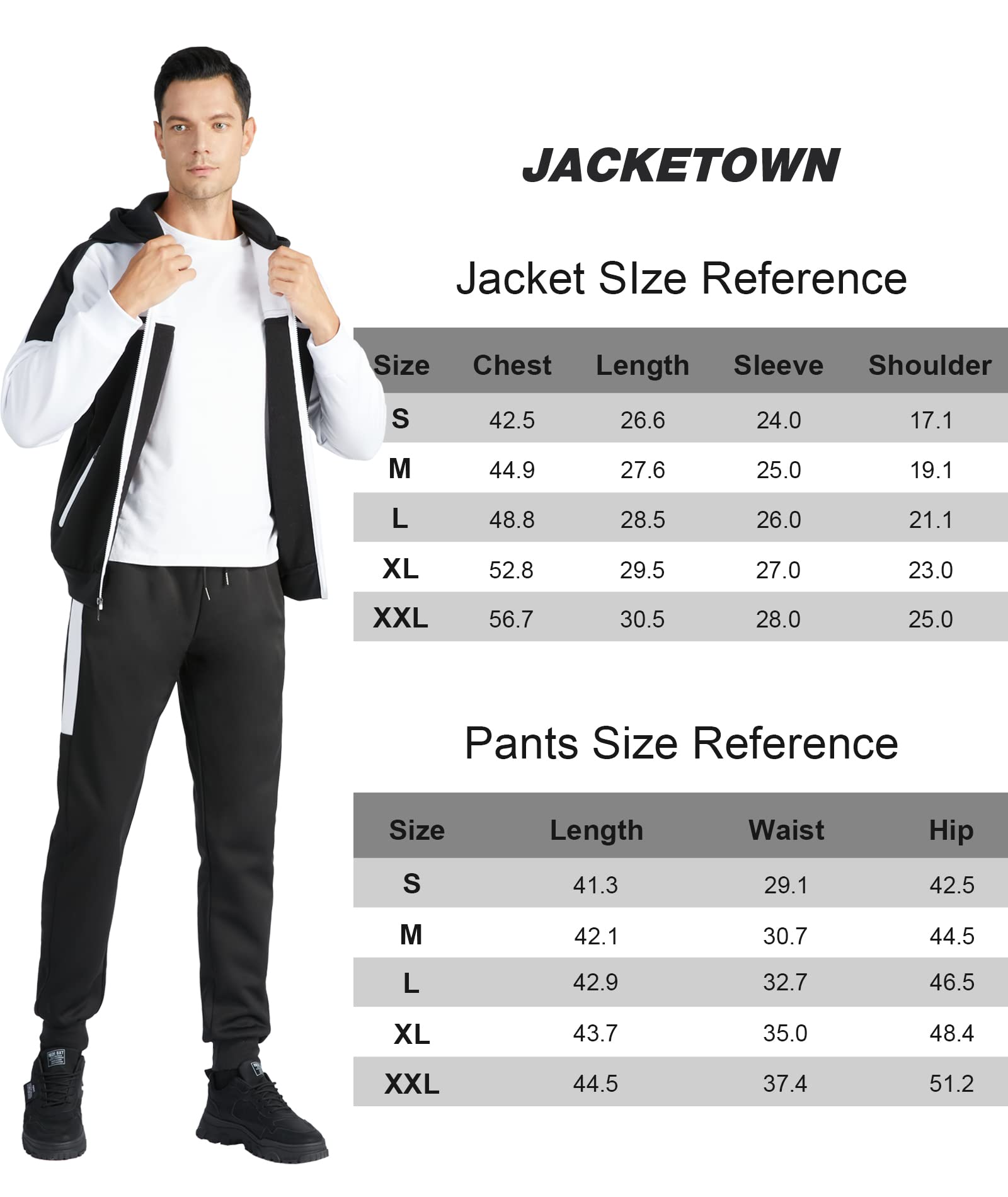 JACKETOWN Mens Sweatsuits 2 Pieces Warm Up Suits Full Zip Workout Jogging Sports Tracksuits Black XL