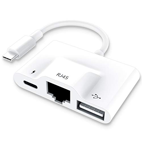 USB C to Ethernet Adapter,3 in 1 RJ45 to USB C Ethernet Adapter with USB Port and USB C Charge Compatible for MacBook Pro,Air, Dell XPS,Samsung Galaxy,Surface 7,iPad pro 2020,HTC U11 and More