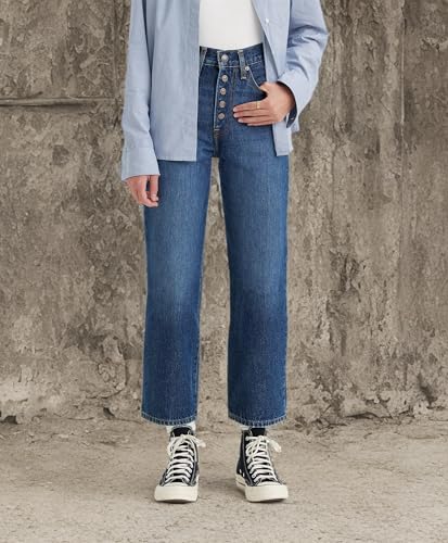Levi's Women's Snap Ribcage Straight Ankle Jeans, (New) Dark Indigo Worn in, 31