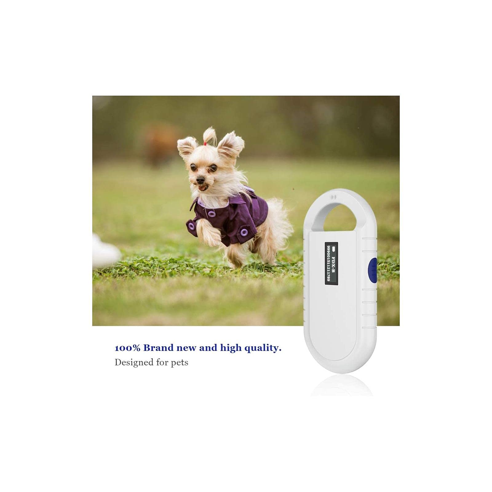 Liyeehao Handheld Pet Microchip Scanner, Rechargeable Animal Chip Reader Microchip Reader for Animal Tracking, Universal RFID Reader Pet ID Microchip Scanner for ISO 11784/11785, FDX-B and ID64 RFID