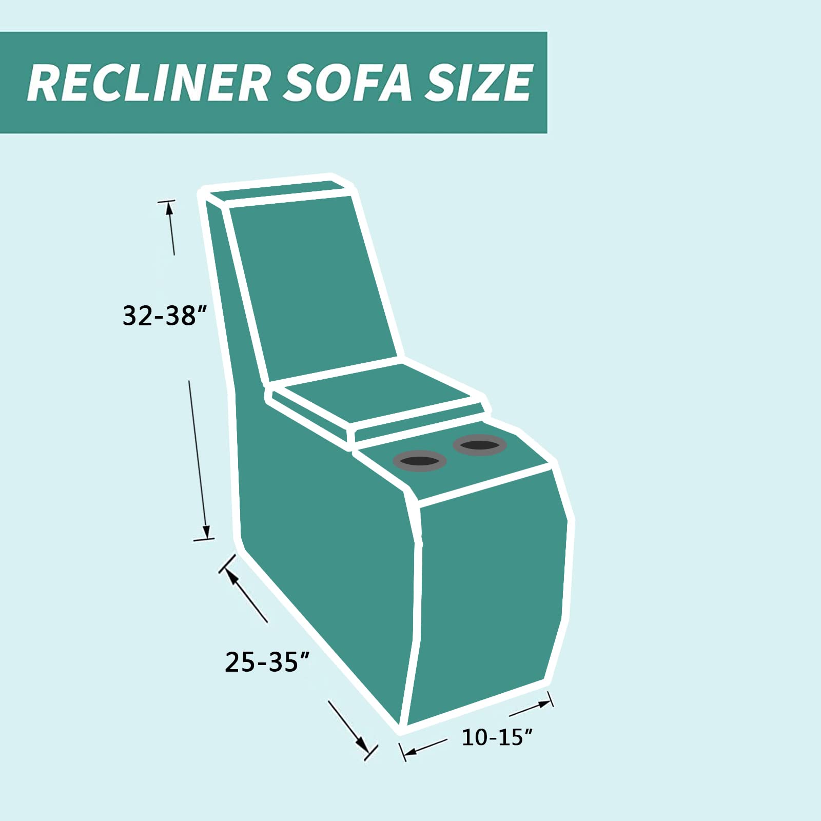 YEMYHOM Additional Recliner Console Cover for Couch with Cup Holder and Storage, Latest Jacquard Middle Reclining Console Slipcover Fitted Furniture Protector with Elastic Bottom (Light Gray)
