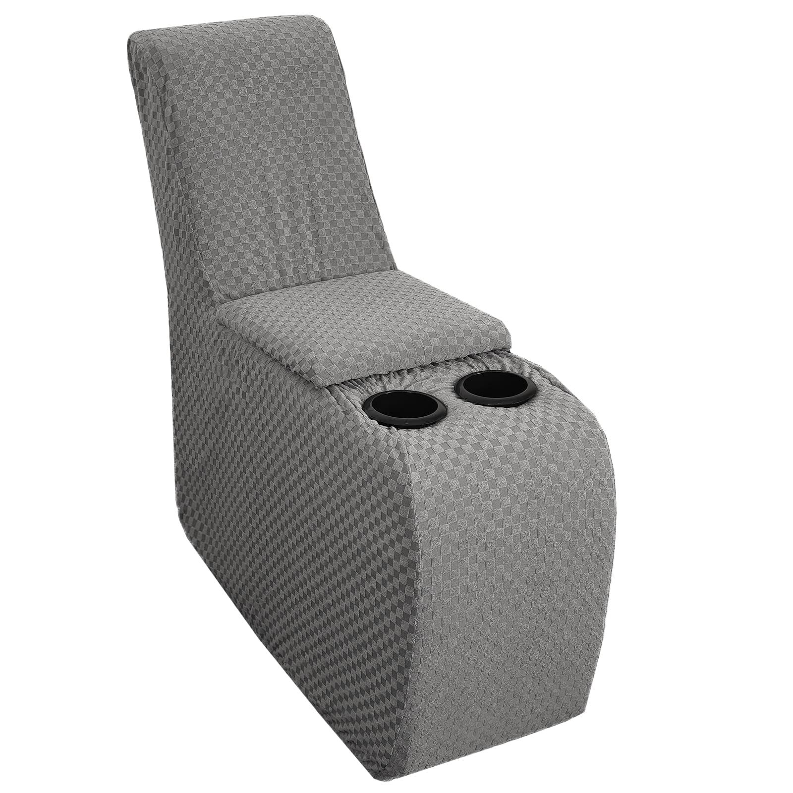 YEMYHOM Additional Recliner Console Cover for Couch with Cup Holder and Storage, Latest Jacquard Middle Reclining Console Slipcover Fitted Furniture Protector with Elastic Bottom (Light Gray)