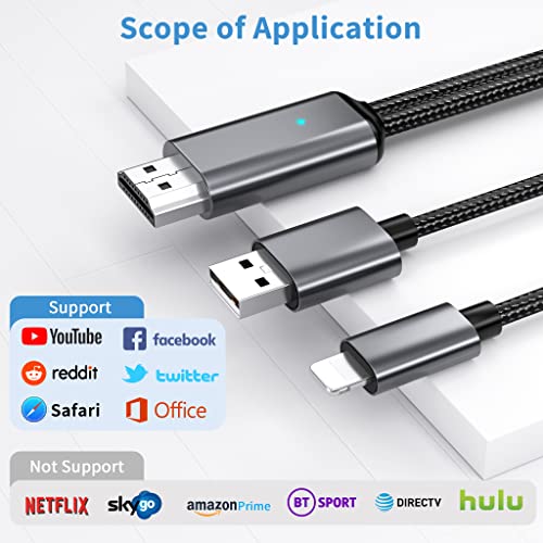 DRYMOKINI Lighting to HDMI Cable, i-Phone to TV Mirroring Cable 1080P, Digital AV Adapter Cable, Compatible with Phone 13/12/11XR/X/8/7/6, Pad Air/Mini/Pro/i-Pod Touch to TV/Projector