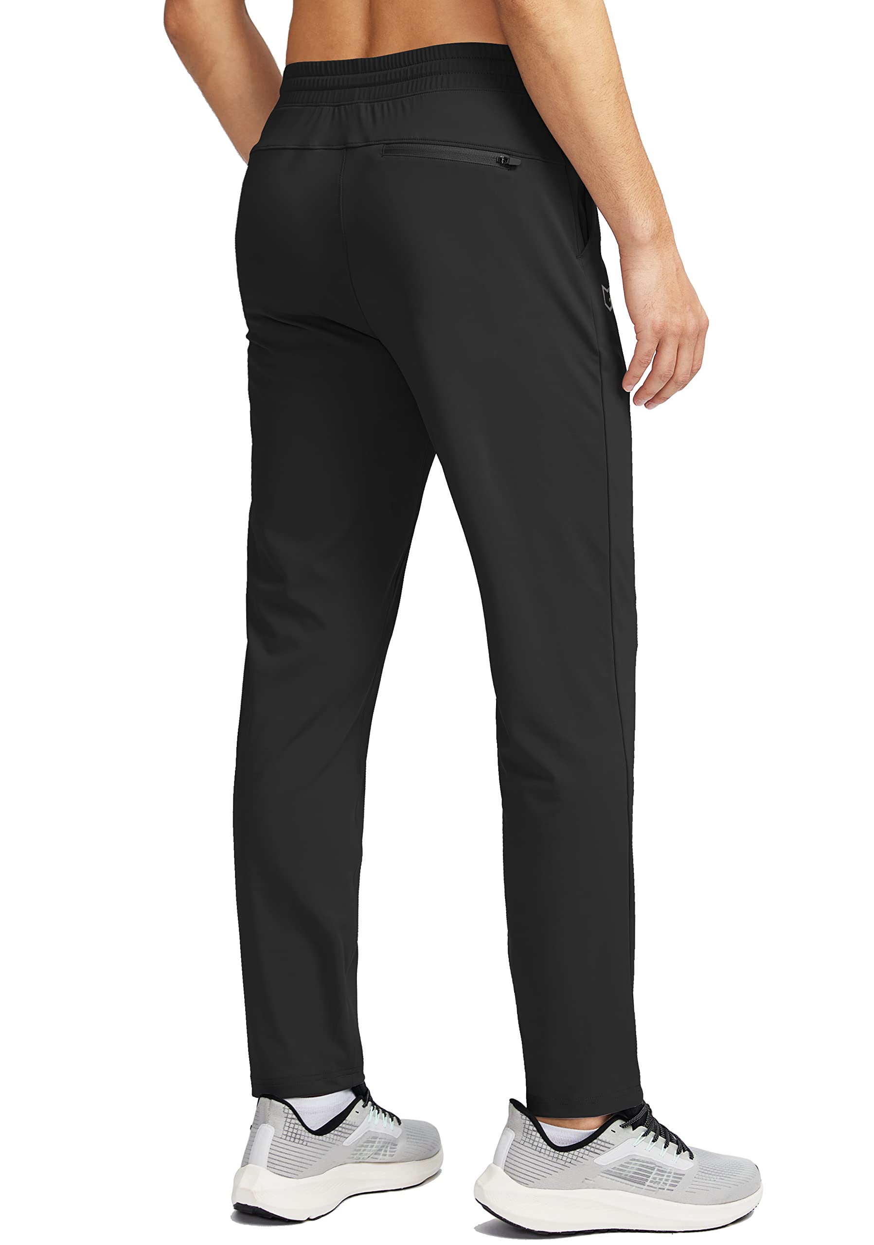 G Gradual Mens Sweatpants Zipper Pockets Tapered Track Athletic Pants for Running, Exercise, Workout (Black, X-Large)