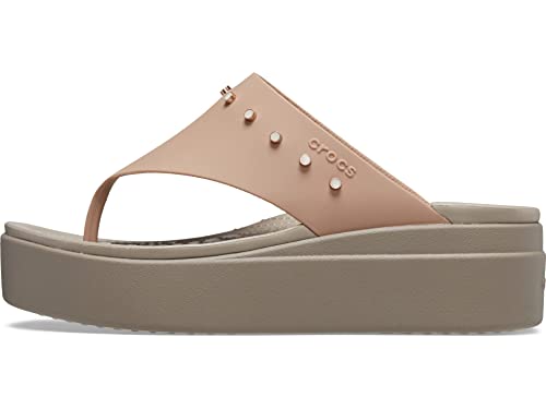 Crocs Women's Brooklyn Platform Flip Flops, Cork/Mushroom, Numeric_11