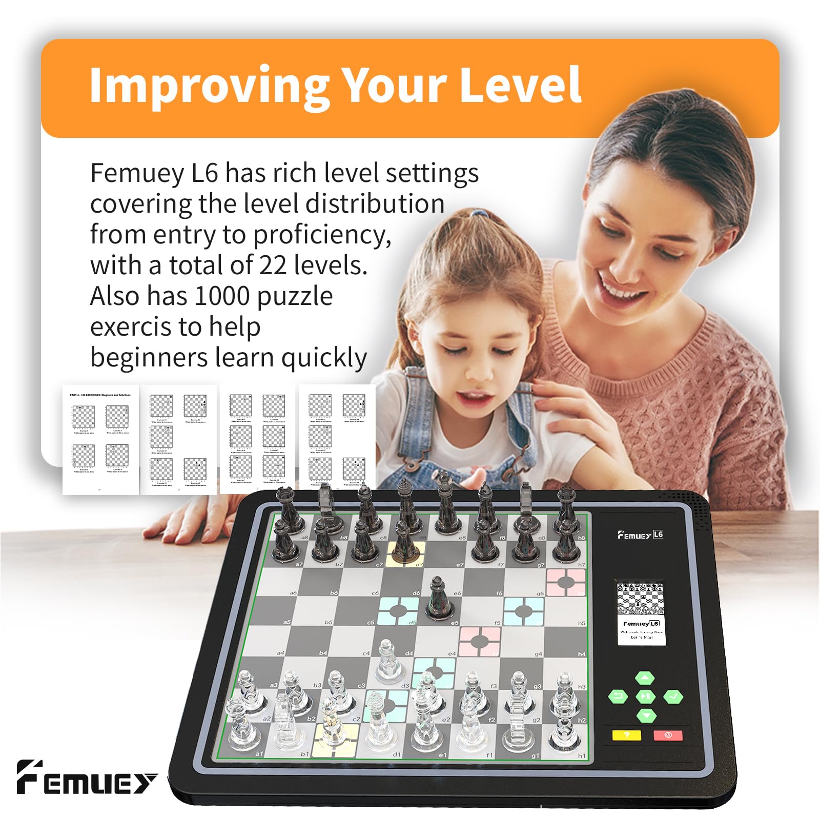 Electronic Chess Set, Chess Set Board Game, Computer Chess Game, Electronic Chess Game, LEDs,Built-in Battery, Great Partner for Play and Practice